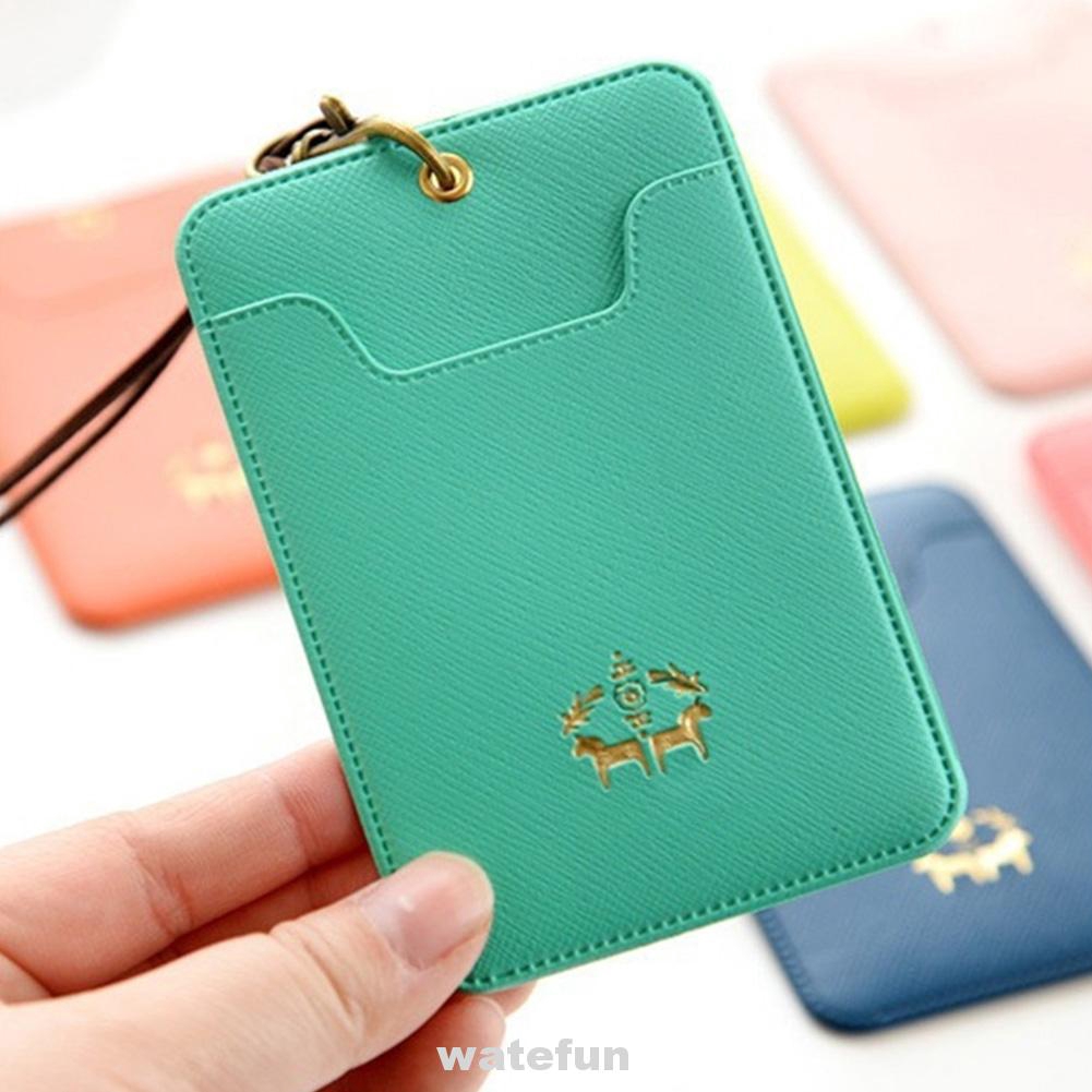 Back Cover PU Leather ID Card Bus Pass Case Holder Pouch - watefun.th ...