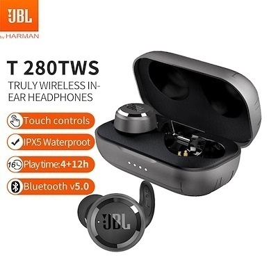JBL T280 TWS Bluetooth Wireless Headphones with Charging Case Sports Headphones for Running ...
