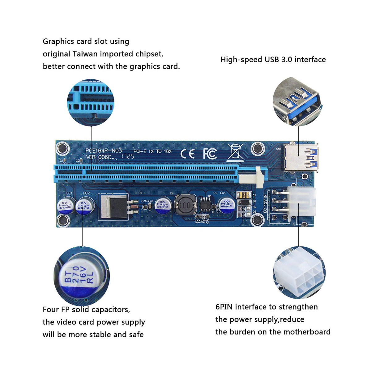 【Ready stock】Pci-E Riser Pci E Express 1X To 16X Riser Card Usb 3.0 Pci ...