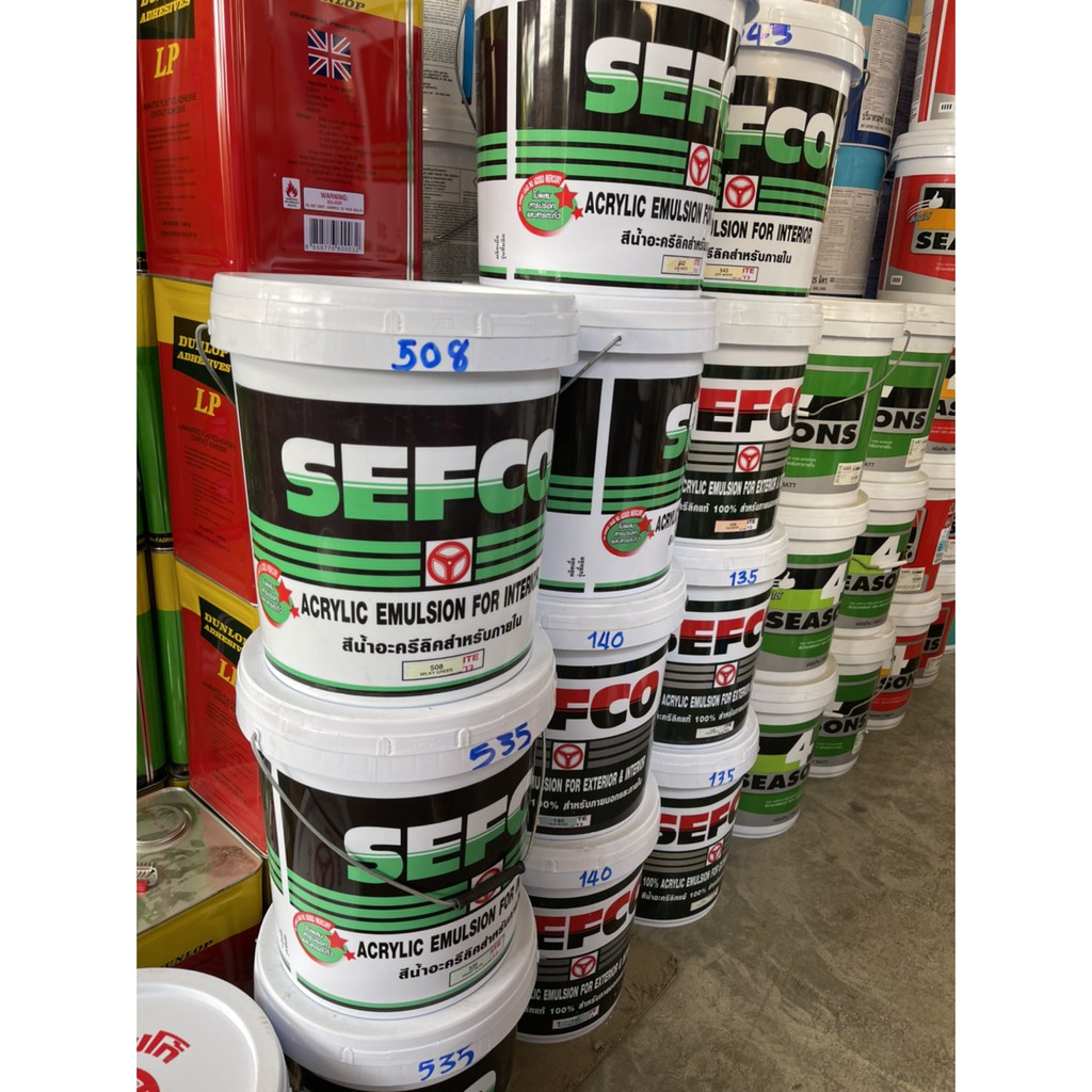สีน้ำ 18 ลิตร SEFCO ล๊อตใหม่ สีทาบ้าน ใช้สำหรับทาภายใน สีน้ำอะคริลิคแท้ 100 เซฟโก้ มีหลายเฉด ...
