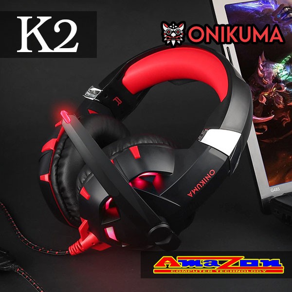 Onikuma K2 Gaming Headphone 7.1 Red with LED - amazoncomputer - ThaiPick
