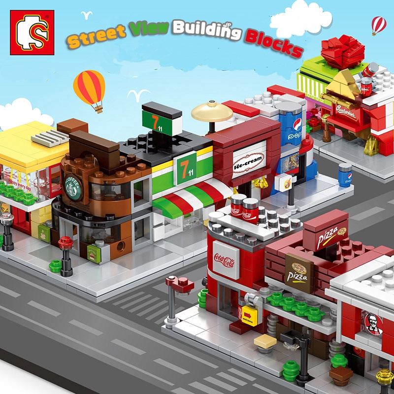 16 Style Sembo Children City Mini Street View Building blocks House is ...
