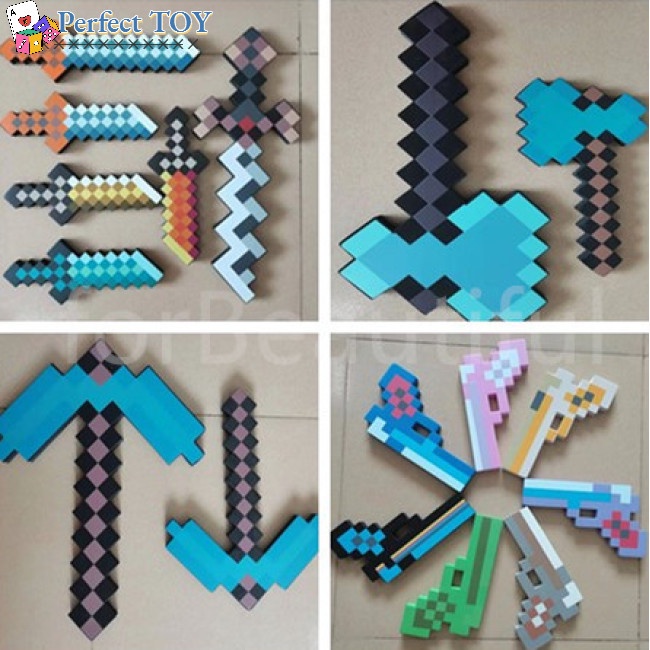 PS Minecraft EVA Foam Diamond Pickaxe Gun Ax Hamaxe Swords Game Model ...