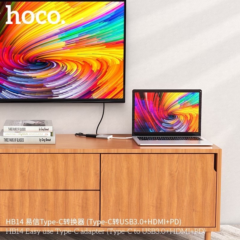 Hoco HB14 Easy use Type-C adapter (Type-C to USB3.0HDMIPD) - hopestar.bangkok - ThaiPick