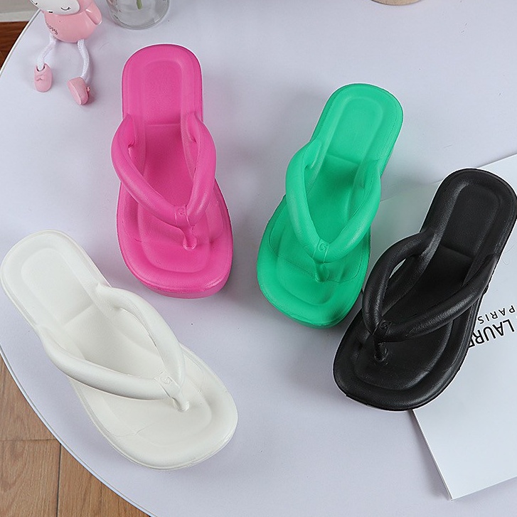 SHO รองเท้าเสริมส้น รองเท้าแตะ รองเท้าหูหนีบ วัสดุ EVA สีสวย พร้อมส่ง - bbboyy - ThaiPick