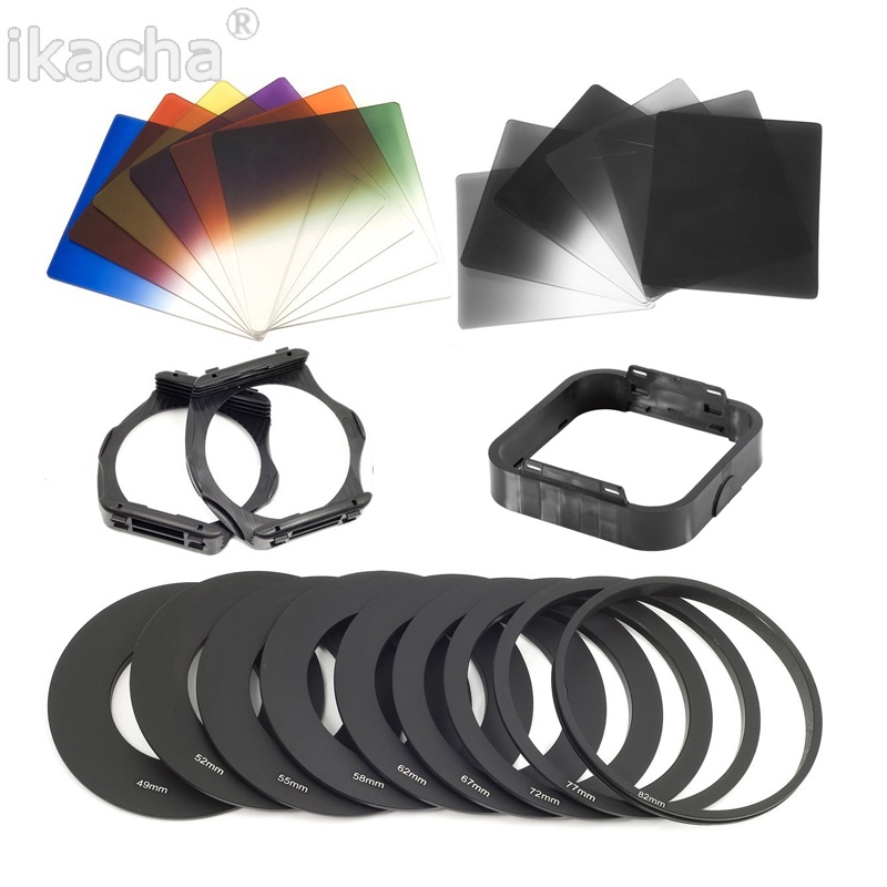 24pcs Nd Graduated Filters 9pcs Adapter Ring Lens Hood Filter Holder ...