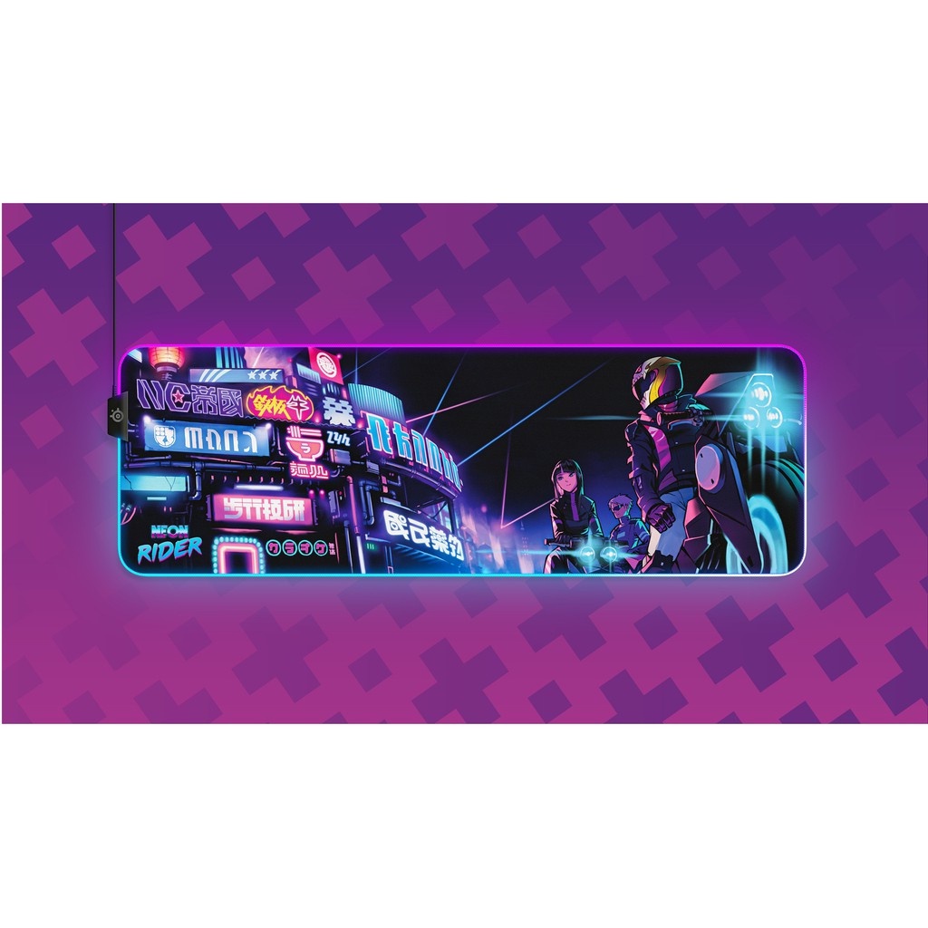 SteelSeries แผ่นรองเมาส์ เกมมิ่ง RGB รุ่น QcK Prism Cloth Neon Rider ...