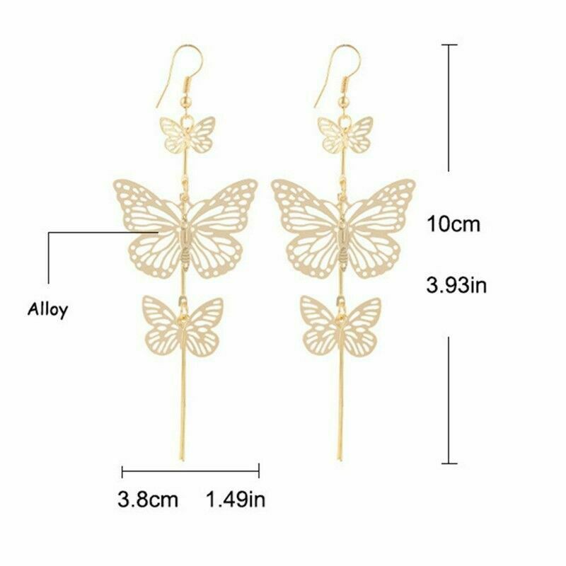 Equalistic New Punk Style Tassel Butterflies Ear Drop Dangle Hook Earrings 1Pair Stylish ...