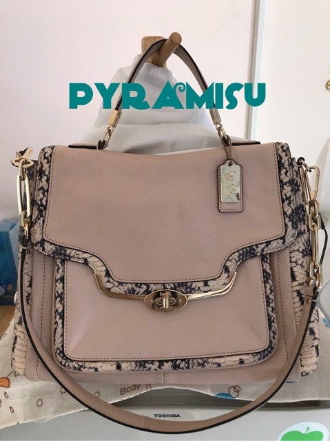 Coach Madison Sadie Flap Satchel in Two-tone Python embossed ...