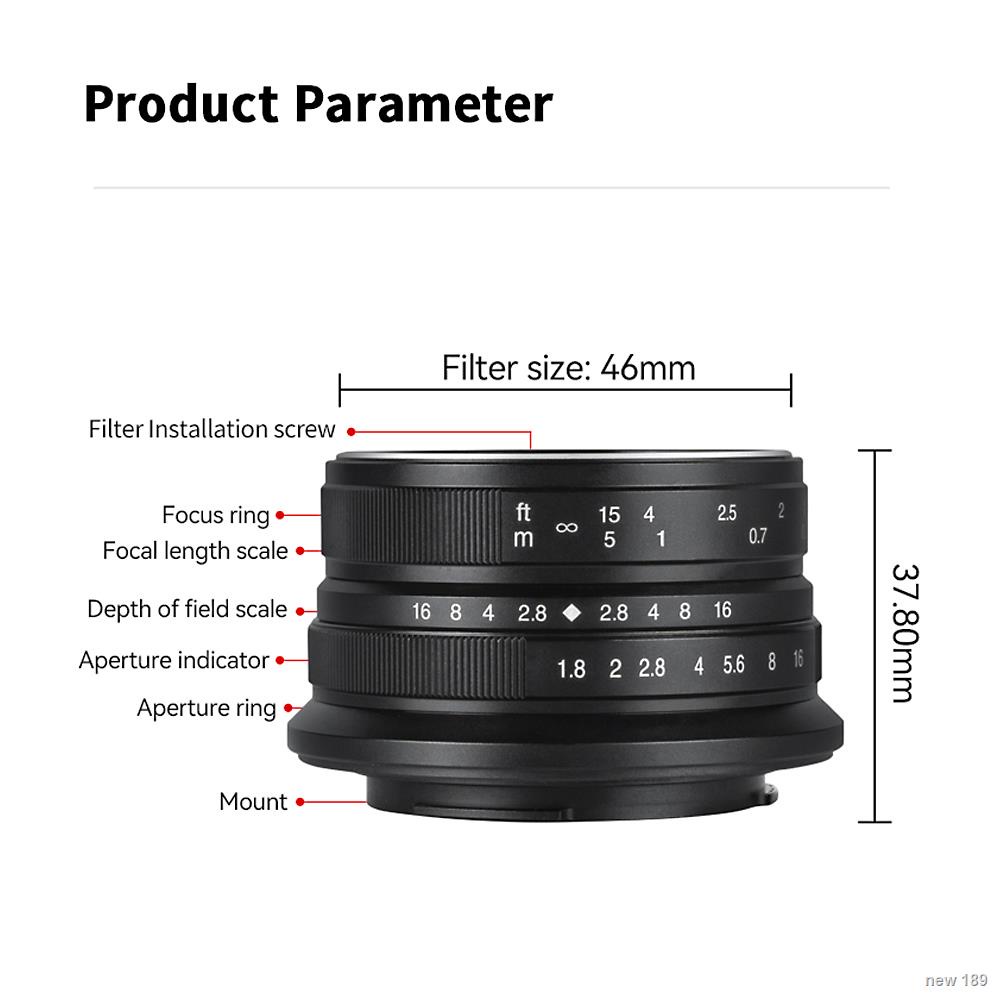7artisans 25mm F1.8 Manual Fixed Focal Camera Lens Large Aperture Lens for Sony E Fujifilm FX ...