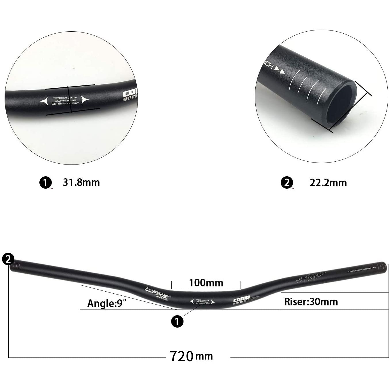 Wake Mountain Bike Handlebar Aluminum Alloy Bicycle Riser Handlebar ...