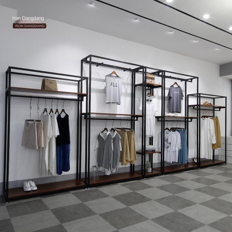 Clothing Store Showing Stand Double Floor-Type Coat Hanger Display Rack ...