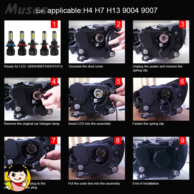 หลอดไฟ 9004 / HB 1 9007 / h10 9006 / HB 4 H 4 / HB 2 / 9008 12 V 2 LED ...