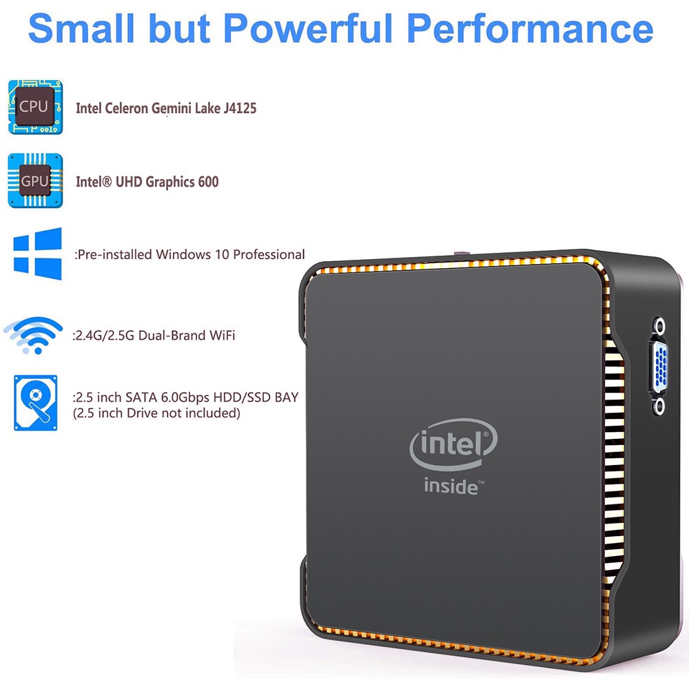 ☊☄New GK3V Pro Mini PC Windows 10 8GB+512GB CPU Intel Celeron J4125 Quad-Core 2.4G/5G Dual WIFI ...