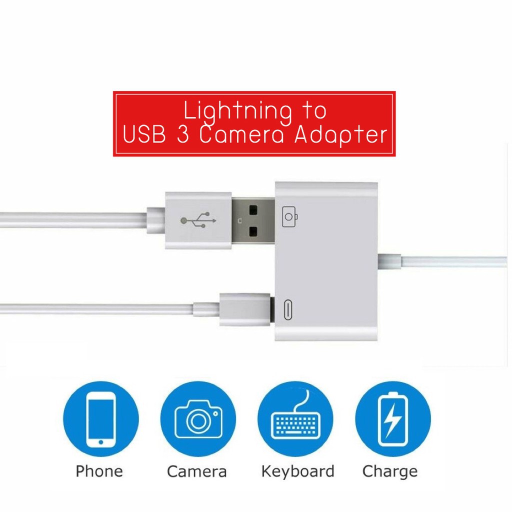 HOT iPhone iPad Lightning to USB 3 Camera Adapter สายแปลง iPhone iPad ...