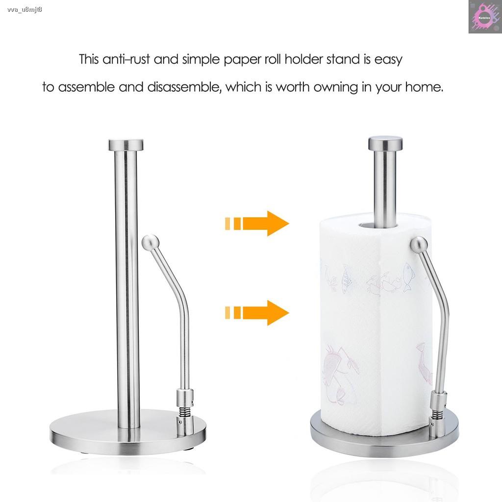 KATEStainless Steel Paper Towel Holder Stand Rack Tissue Dispenser ...