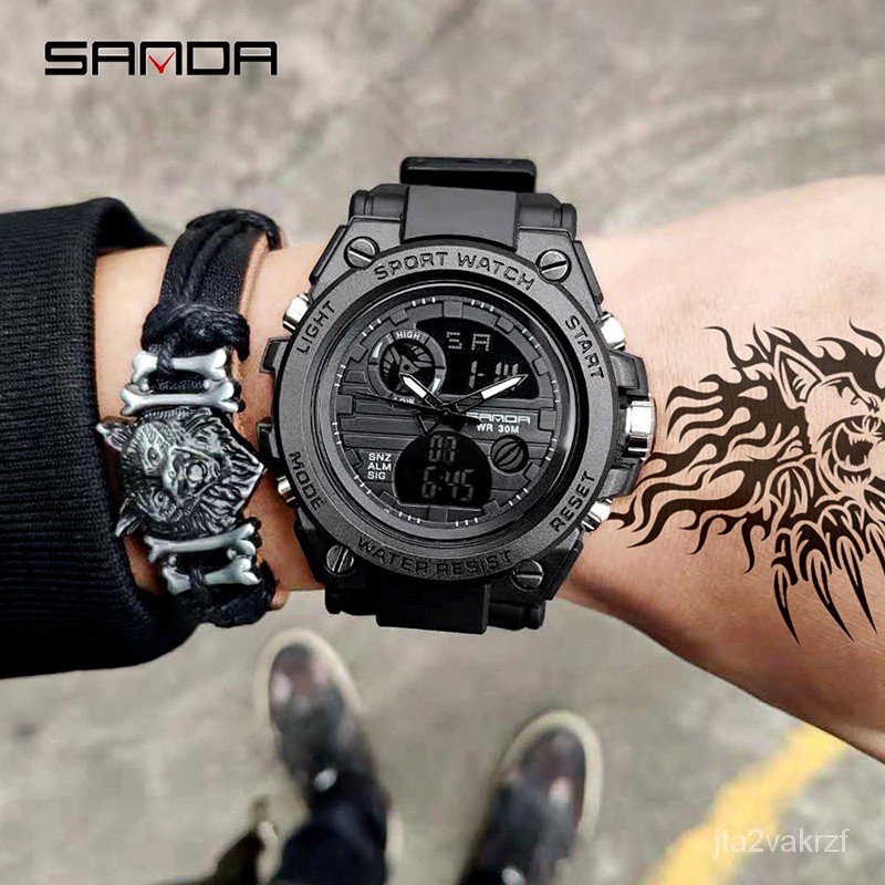 Sanda Military Waterproof Quartz LED Multi-function Luxury Fashion Men ...