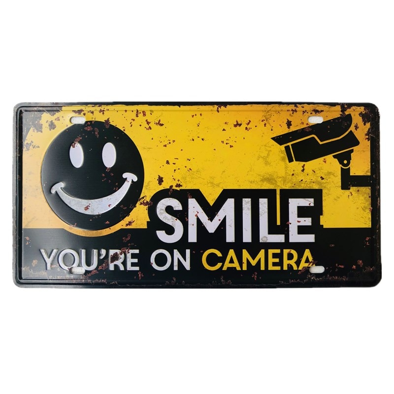 2021 You Are on Camera Please Smile Vintage Home Decor Metal Tin Sign ...