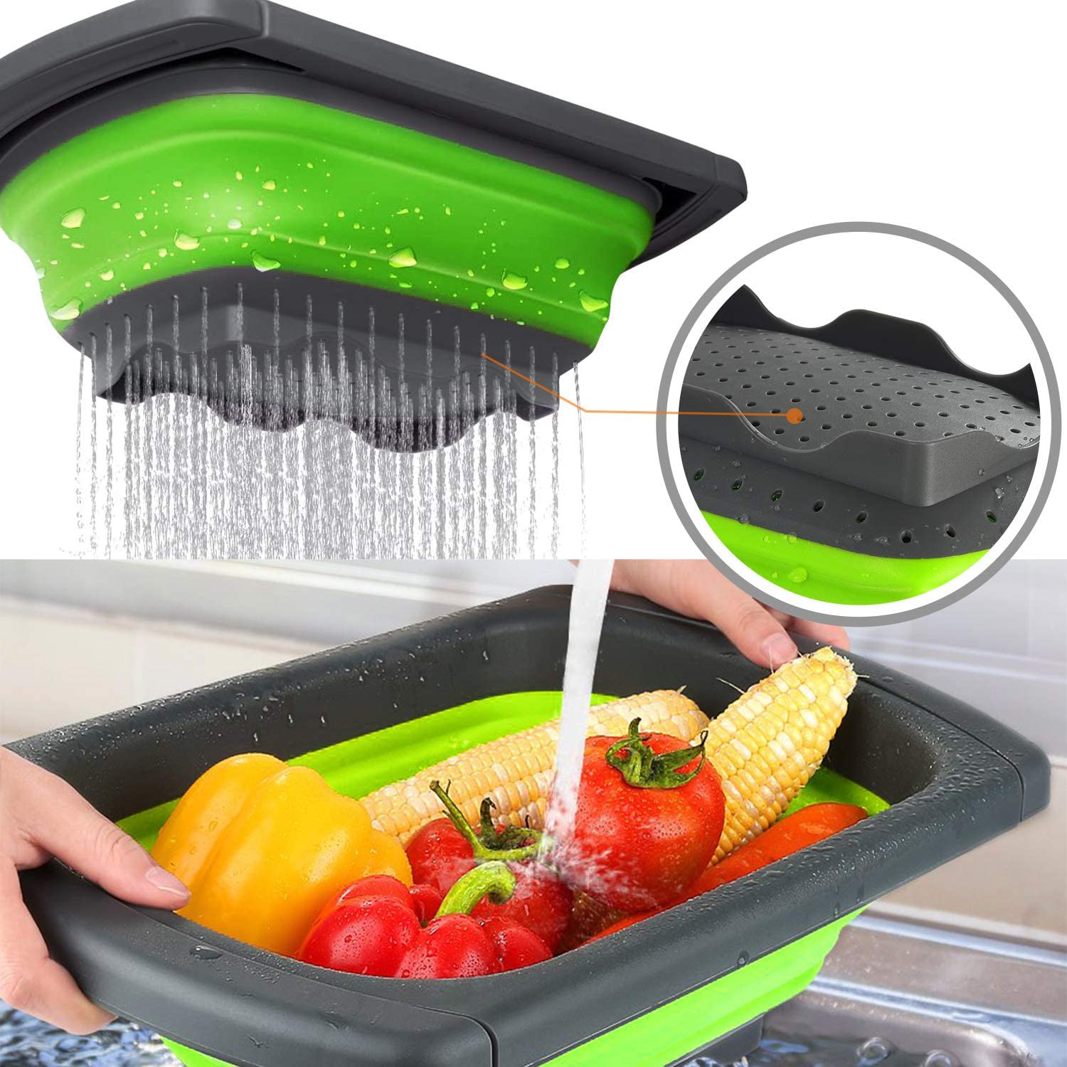 3-Packs Kitchen Foldable Silicone Strainer Colanders - chasoedfg.th ...