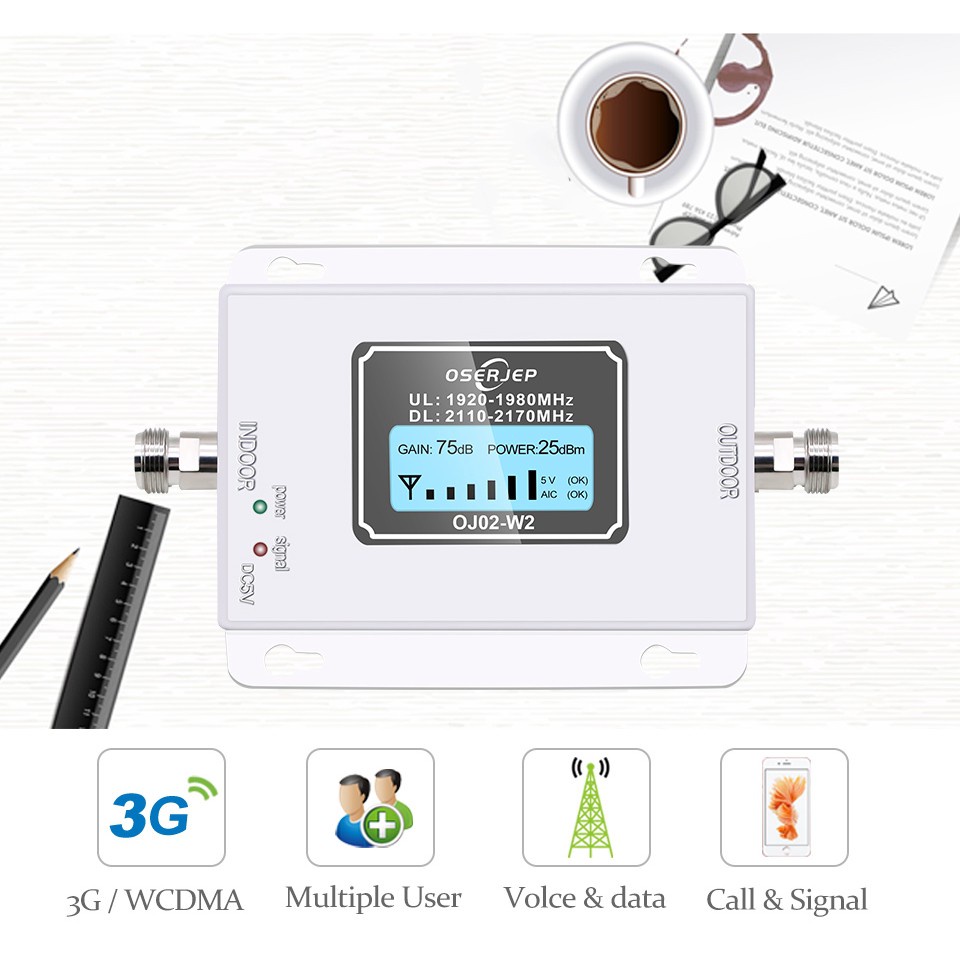 LCD Display 3G Mobile Signal Booster 2100mhz UMTS Repeater Yagi Omni ...