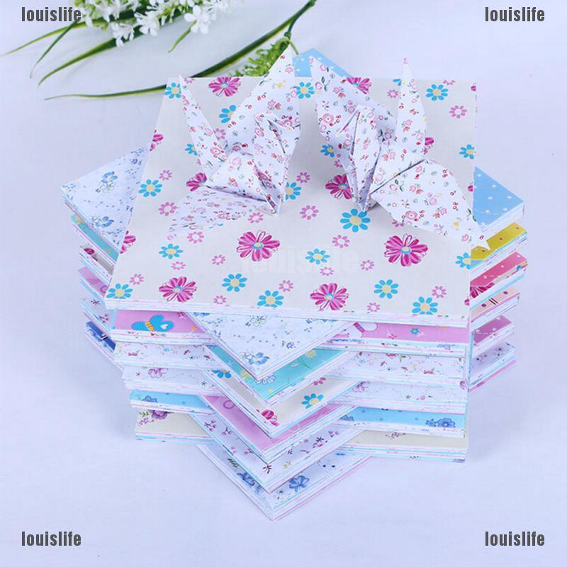 thro 72 Sheets Floral Square Folding Crane Origami Chiyogami Craft ...