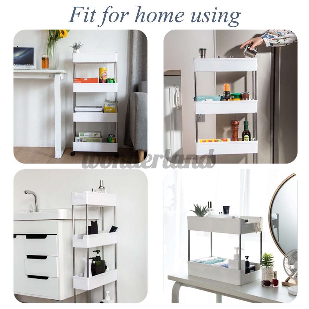 234 Layers Storage Rack Fridge Side Shelf Organizer Slim Space Saving ...