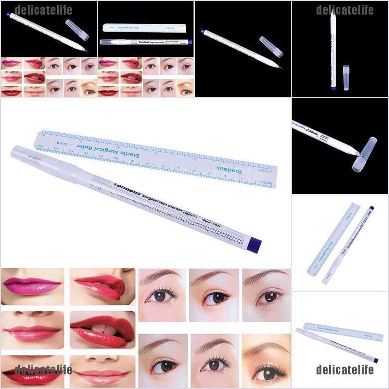 delicatelife Surgical Skin Marker Pen Ruler Scribe Tool Tattoo Piercing ...