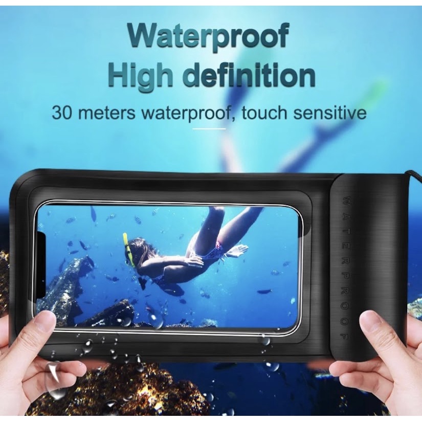 พร้อมส่ง Universal ซองกันน้ำมือถือ กันน้ำลึก 30m (IPX8) สายคล้องคอ ดำน้ำถ่ายรูป ซองกันน้ำ ...