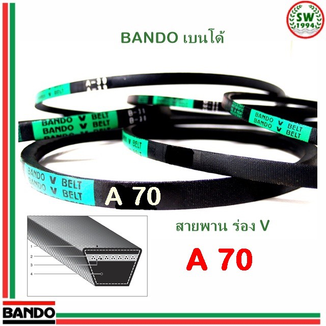 สายพาน แบนโด A70 - 1 เส้น ร่อง วี BANDO V Belts | Shopee Thailand