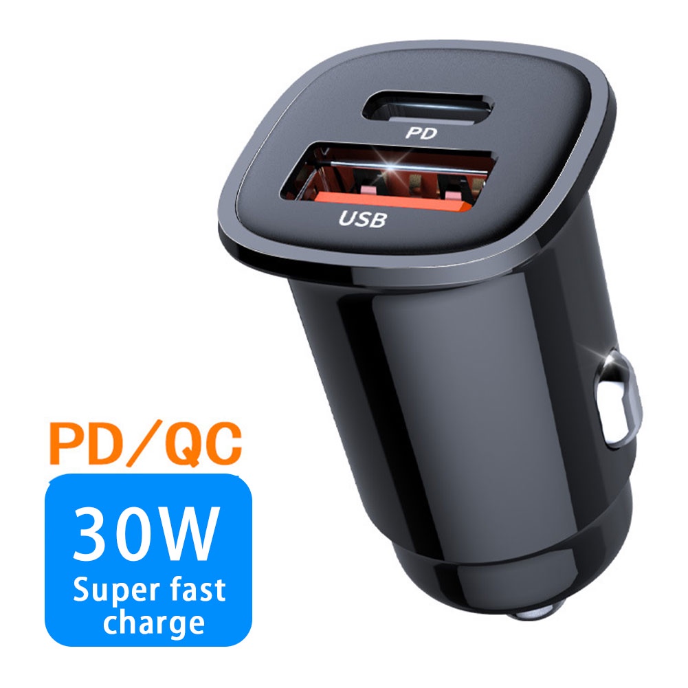 พอร์ตคู่ 12-24V ที่จุดบุหรี่ แยกที่ชาร์จในรถ Mini PD 30W ใช้งานง่าย - zhuoxiang888.th - ThaiPick
