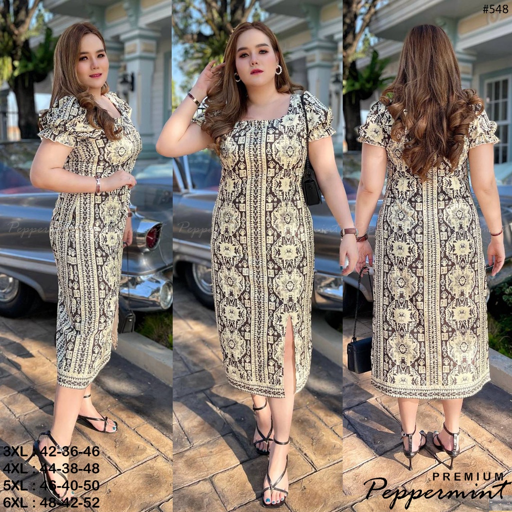 งานพรีเมียม นำเข้า เดรสสาวอวบ พิมพ์ลายกราฟฟิค SizeXL-6XL Peppermint PlusSize (547 548 ...