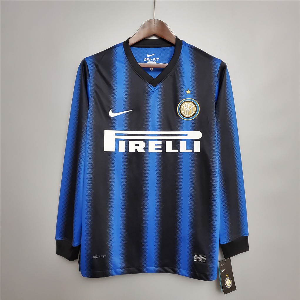 10-11 Inter Milan บ้านแขนยาว Retro Soccer Jersey ฟุตบอล | Shopee Thailand