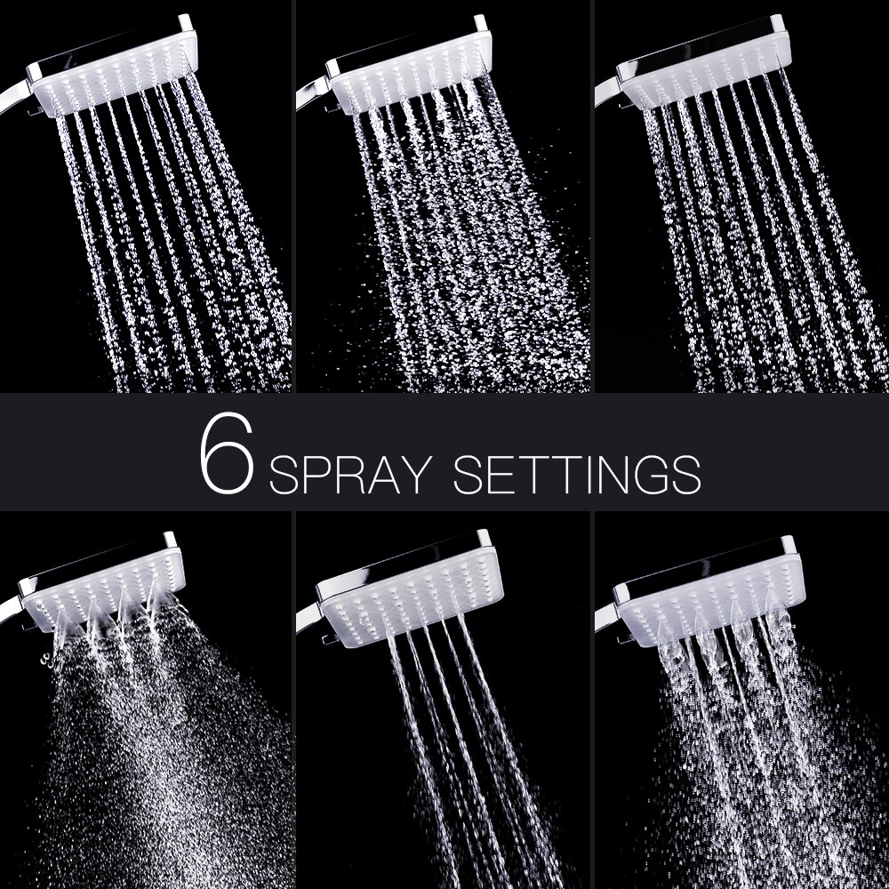 Newentor High Pressure Shower Head with 6 Spray Settings Shower Head ...