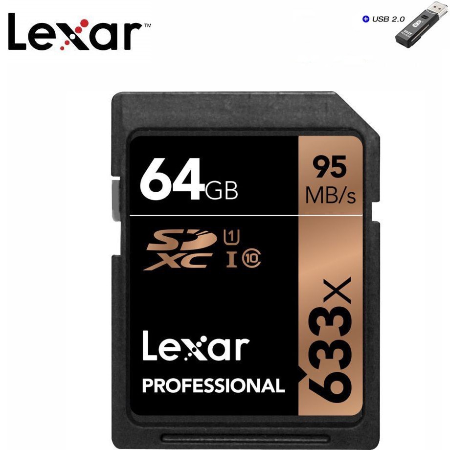 FREE Gift Available Stock Lexar 64GB 95MBs 633x SD Card flash card ...