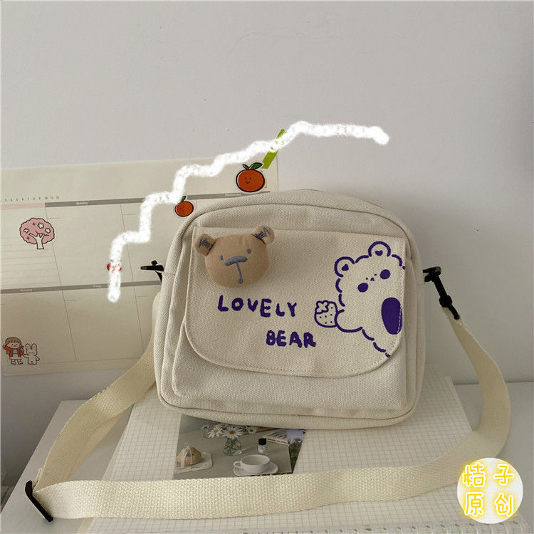 inschicน่ารักหมีผ้าใบถุงเล็กหญิงญี่ปุ่นฮาราจูกุน้องสาวนุ่มโบราณความ ...