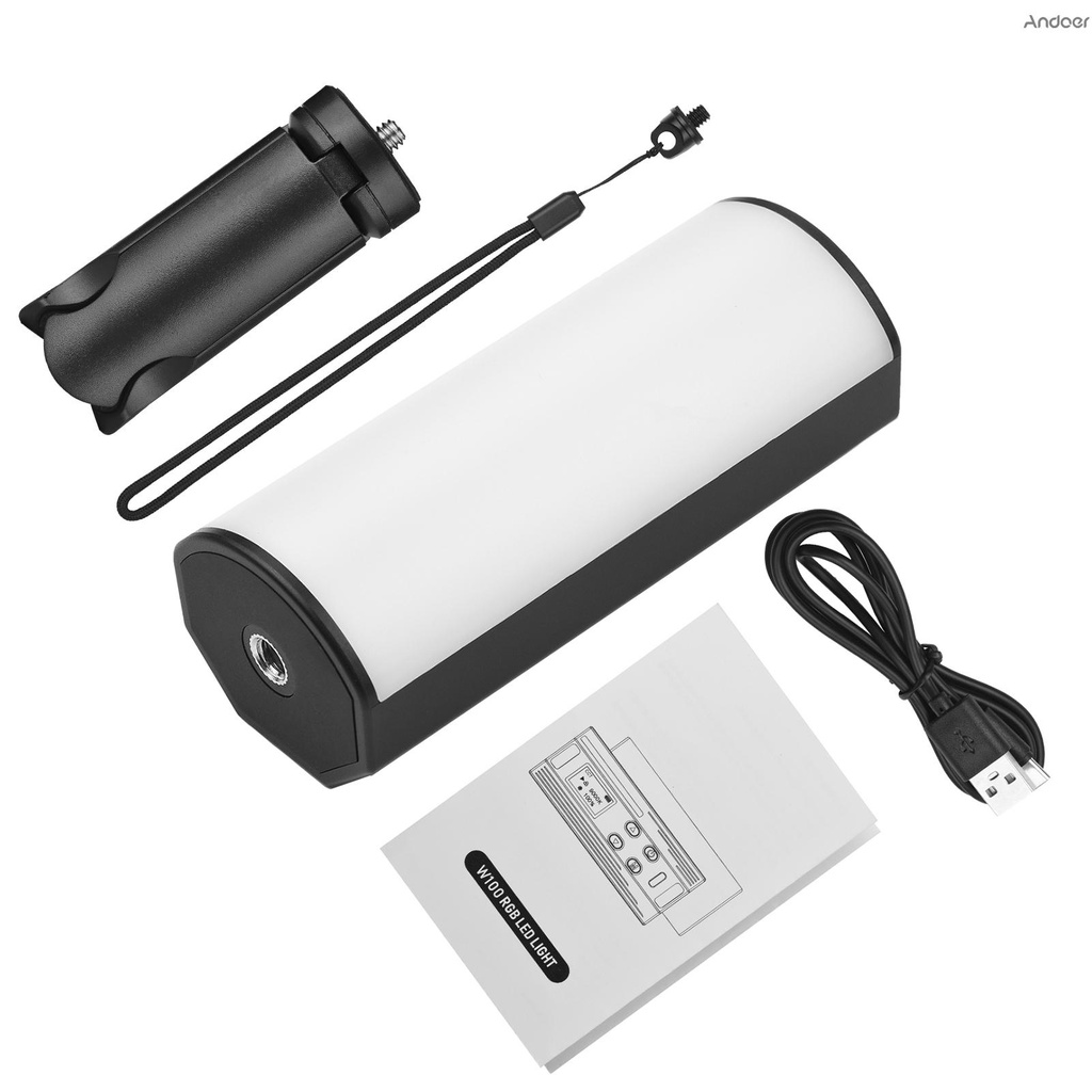 ANTH Andoer W100RGB ไฟเติมแสงวิดีโอ LED RGB 2500K-9000K หรี่แสงได้ 20 เอฟเฟคไฟ CRI95 หน้าจอ LCD ...