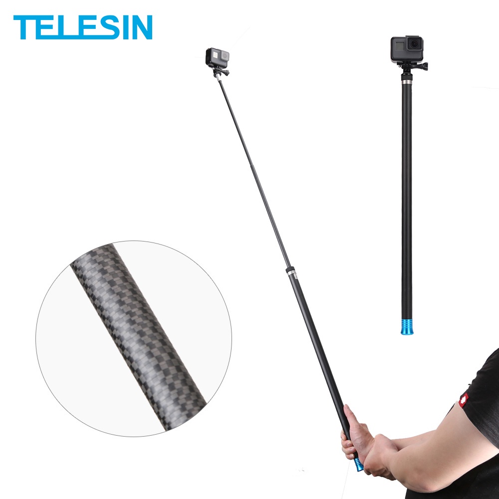 TELESIN 106quot 2.7M Selfie Stick Ultra Long Carbon Fiber Handheld ...