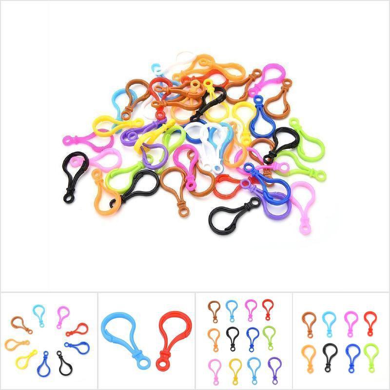 【Purpleredto】100 Pcs Plastic Key Chains Key Rings Multi-Color With Loop ...