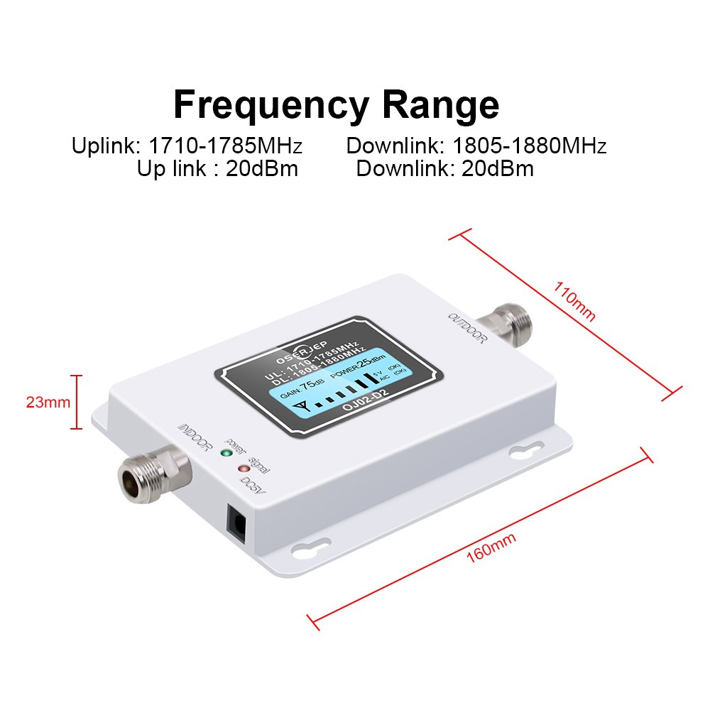 LCD GSM 1800 70dB 2g LTE 4g Cell Phone Signal Repeater DCS Yagi Omni ...