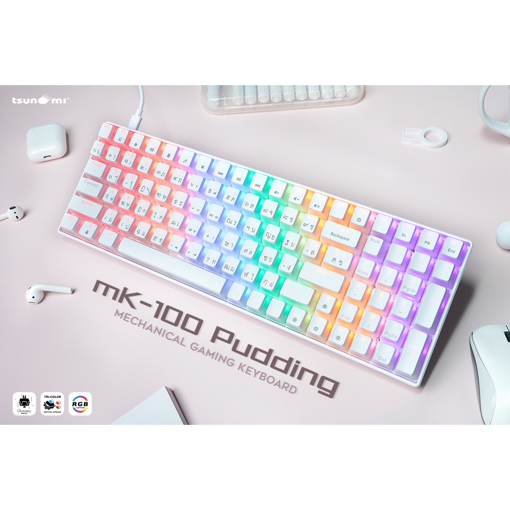 TSUNAMI OUTEMU MK-100 MK-68 MK-61 MAX MK-61 ใช้ได้กับ WINDOWS MAC OS ANDROID มี SWITCH COMPACT ...