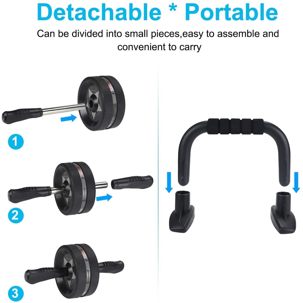 ล้อหน้าท้องAB Wheel Roller 6in1 Exercise Roller Wheel Kit with Knee ad ...