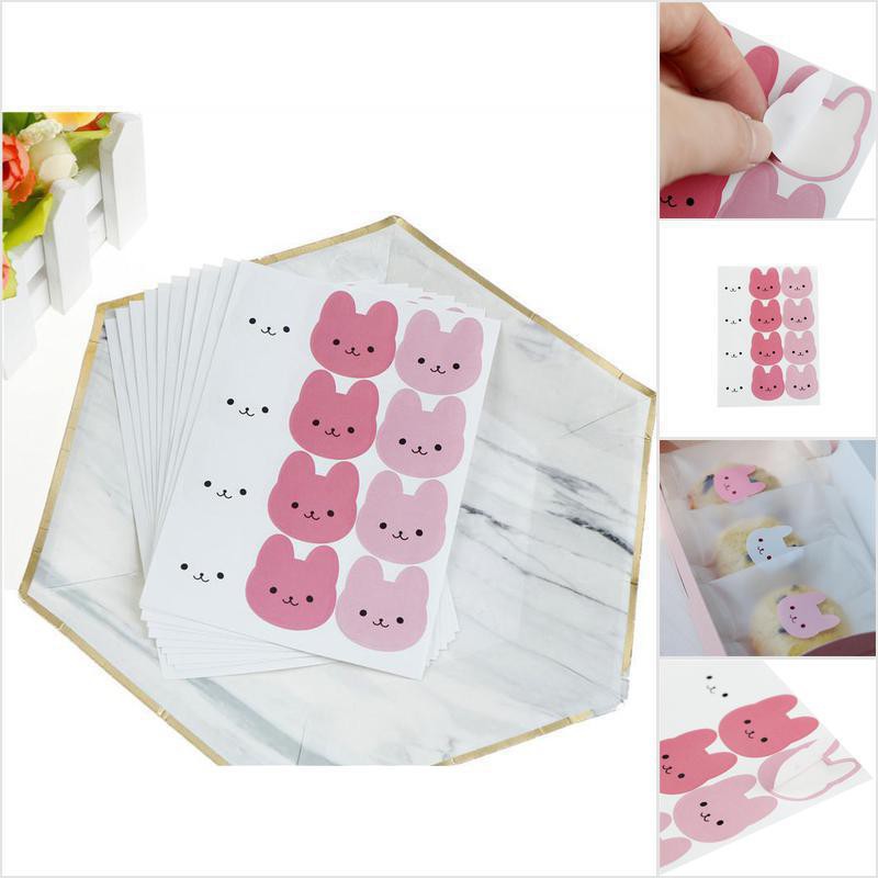 【GoldenSilver】120Pcs DIY Seal Sticker Tricolor Bunny Rabbit Label ...