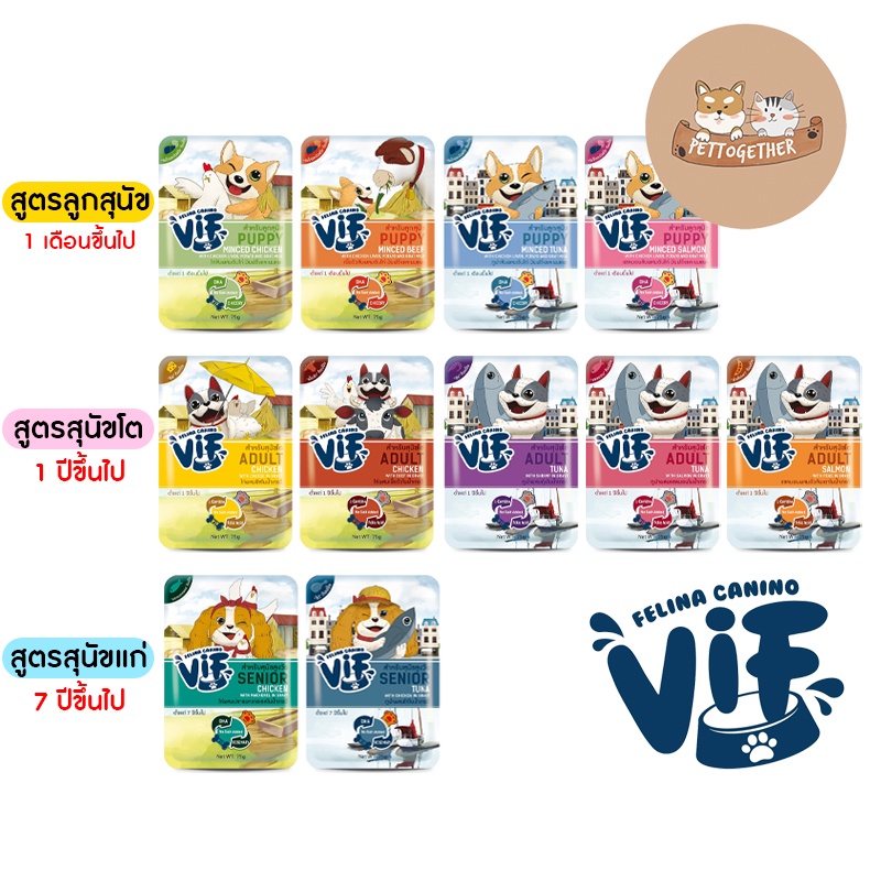 ใหม่ Felina Canino VIF เฟลินา คานิโน วิฟ อาหารเปียกสุนัข ชนิดซอง ขนาด ...