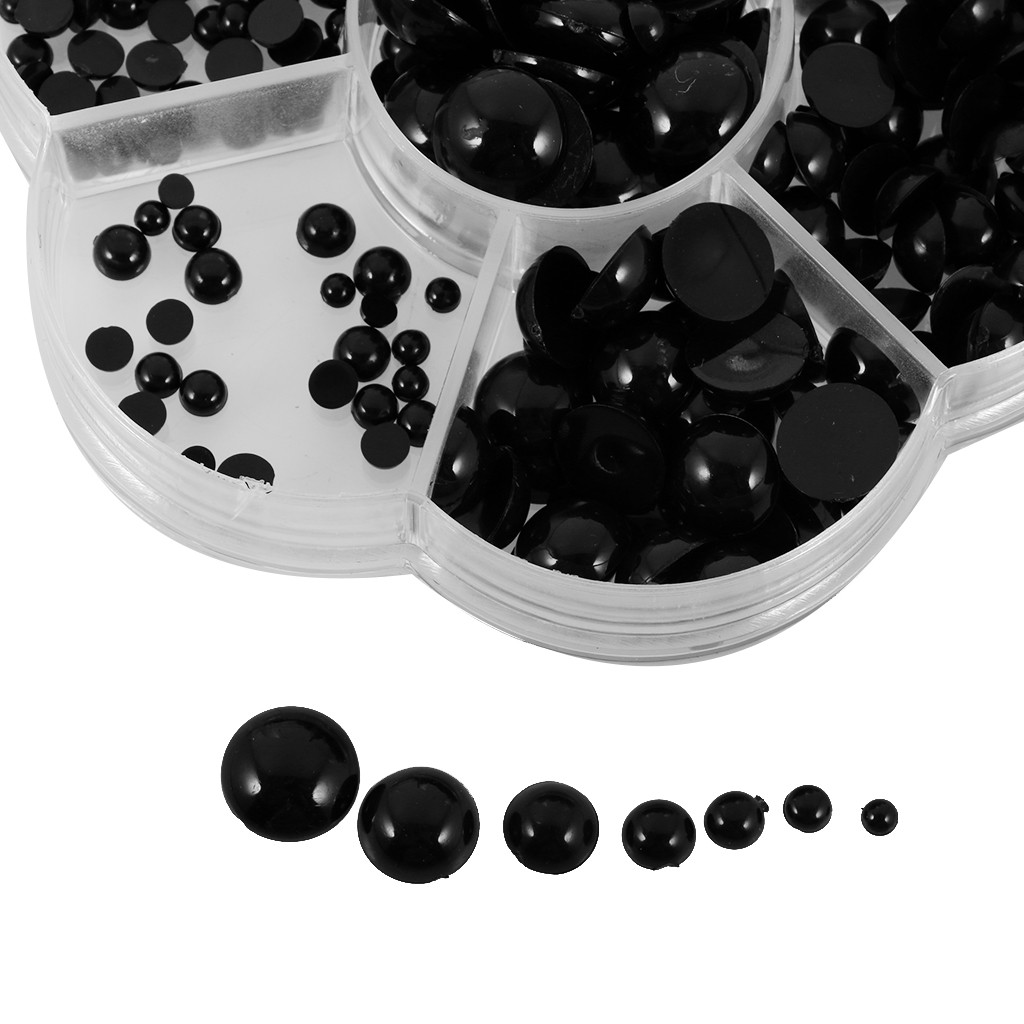 510 Pieces Round Flat Black Eyes Safety Plastic Eyes for Dolls Making 3 ...