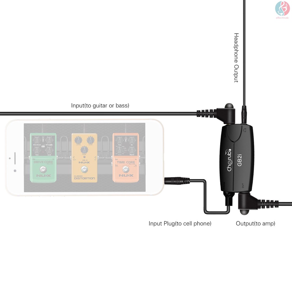 Cherub Gb2I อะแดปเตอร์เครื่องดนตรีอินเตอร์เฟซกีตาร์สําหรับกีตาร์เบส ...