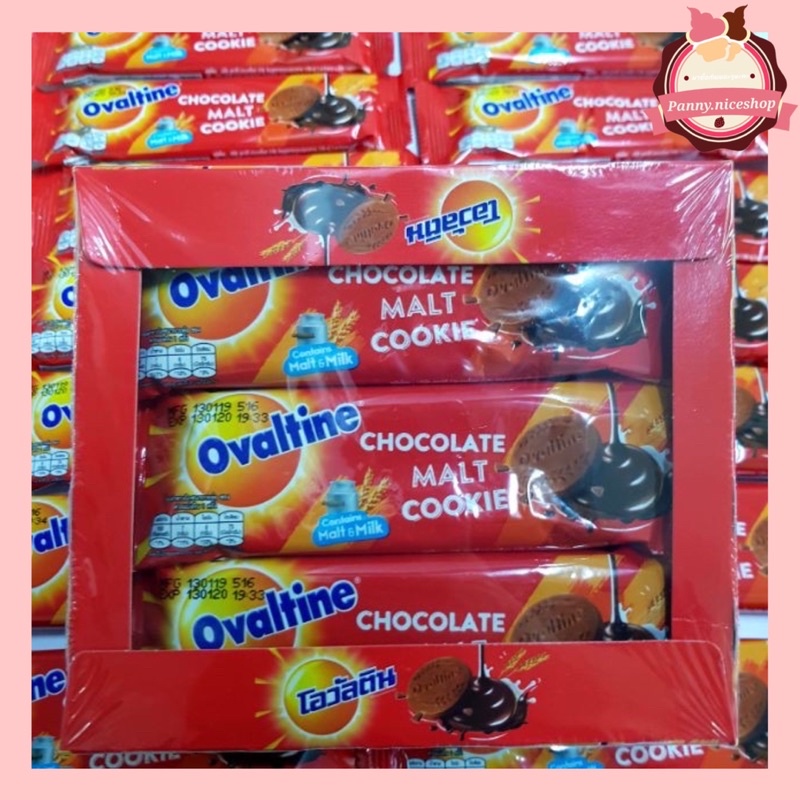 คุกกี้โอวันติน Chocolate malt cookie Ovaltine 30 กรัมx12 ซอง (360กรัม ...