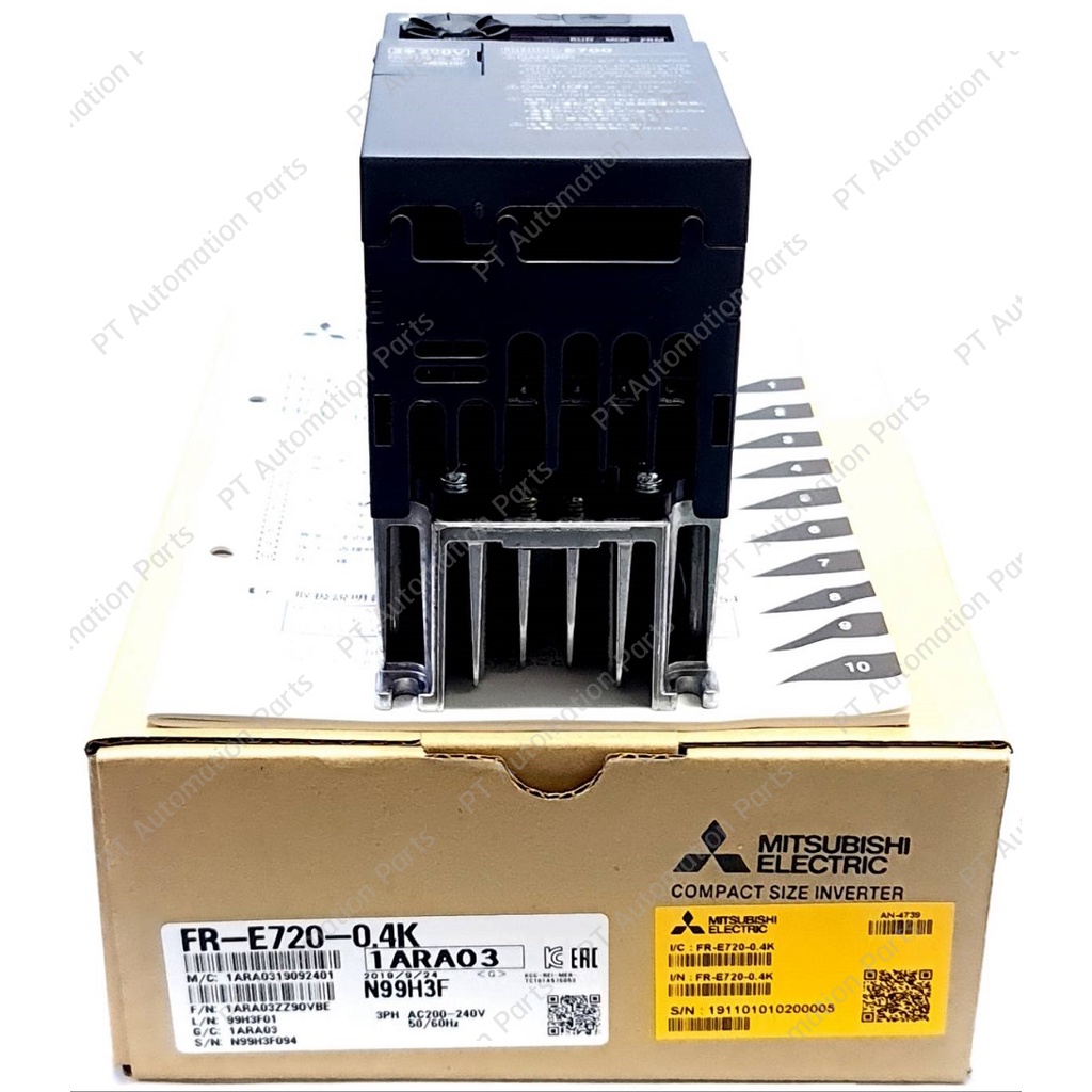 Mitsubishi FR-E720-0.4K Inverter 0.4KW 12HP Input 3 200-240VAC Output 3 200-240VAC 0.2-400Hz ...