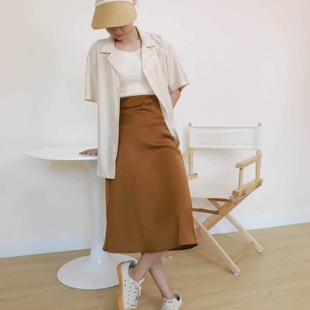 Avo กระโปรงซาติน เอวสูง bell satin skirt - avocado.simplewear - ThaiPick