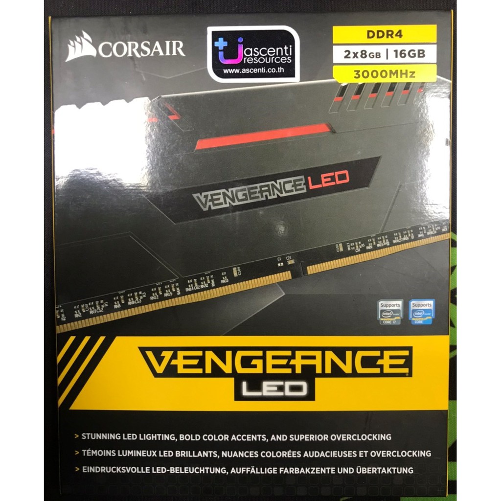 [มือสอง] Ram DDR4(ฺBus 3000 MHz)16GB (8GBX2) Corsair Vengeance LED Red ...