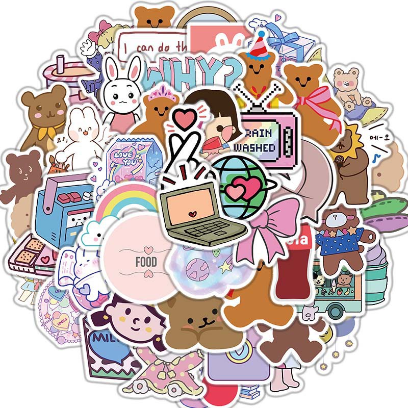 【Large sticker】50pcs Cute VSCO Bear rabbit little angel Sticker LOVEY ...
